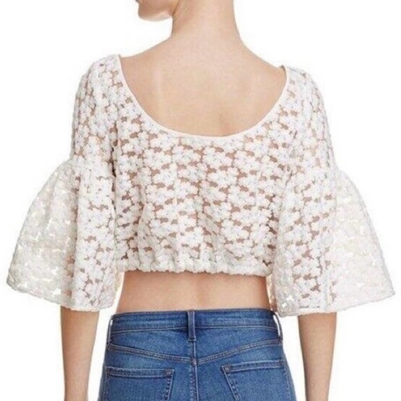 Milly | Tops | Nwot Milly Lydia Floral Embroidered Lace White Crop Top ...